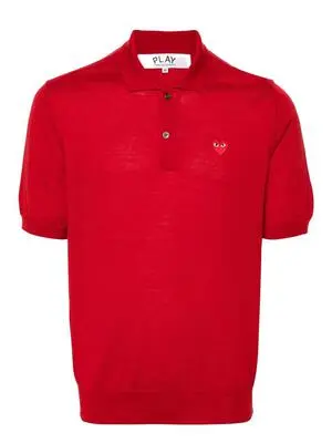 Play Comme Des Garcon Heart-patch Wool Polo Shirt - Red
