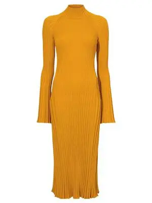 Proenza Schouler Ribbed Turtleneck Midi Dress - Orange