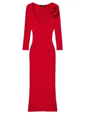 TWINSET Floral-appliqué Knitted Dress - Red