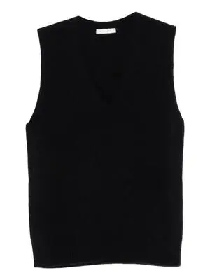 THE ROW Marte Ribbed-knit Vest - Black