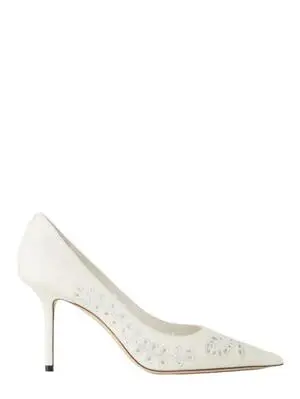 JIMMY CHOO Love Embroidered Stiletto Pumps - White