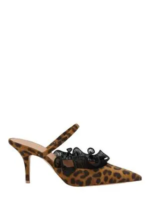 MALONE SOULIERS Leopard-printed Ruffled Cecile Mules - Brown
