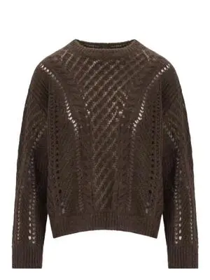 TWINSET Open Work Crewneck Jumper - Black