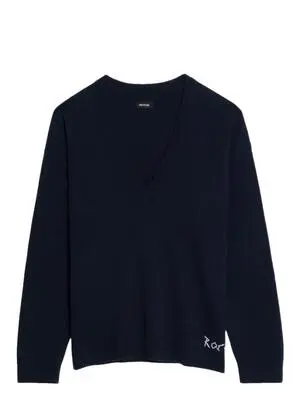 Zadig&Voltaire Swyny V-neck Embroidered Sweater - Black