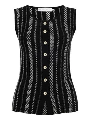 Proenza Schouler Alyna Textured Knit Button Vest - Black