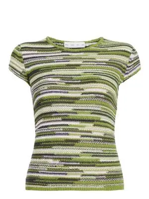 Proenza Schouler Veya Striped Knit Rib T-shirt - Green