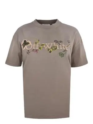 Off-White Floral-print Logo T-shirt - Gray