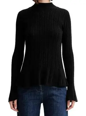 TWINSET Cable-knit Jumper With Ruffled Hem - Black