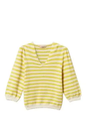 TWINSET V-neck Striped Sweater - Yellow