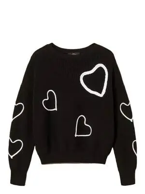 TWINSET Twinset Hearts-Detail Long-Sleeve Sweater Black