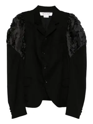 Comme Des Garçons Ruffled-sleeve Blazer - Black