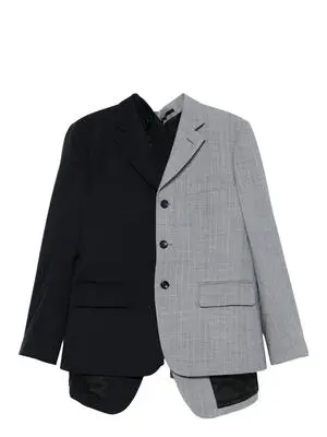 Comme Des Garçons Pinstriped Two-tone Jacket - Black