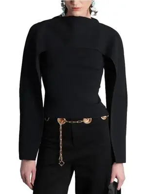 Cult Gaia Cult Gaia Alka Cape-Overlay Blouse Black