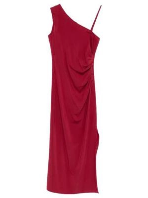 Max Mara Asymmetric Draped Midi Dress - Red