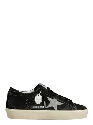 GOLDEN GOOSE Hi Star In Suede With Silver Swarovski Crystal Star - Black