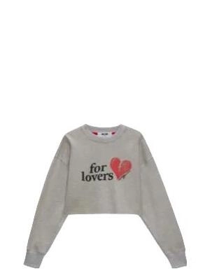 MSGM Heart Cropped Sweatshirt - Gray