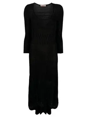 TWINSET Open-knit Midi Dress - Black
