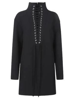 Khaite Lace-up High-neck Lee Dress - Black
