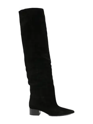 Khaite 40mm Pointed-toe Suede Boots - Black