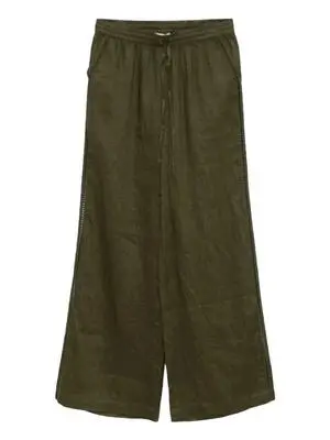 P.a.r.o.s.h Wide-leg Trousers With Openwork Details - Green