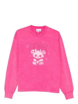 GANNI Graphic Long-sleeve T-shirt - Pink