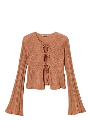 TWINSET Twinset Tie-Front Knitted Cardigan Brown