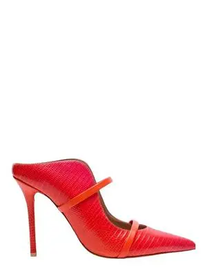 MALONE SOULIERS Maureen Embossed Leather Mules - Red