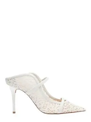 MALONE SOULIERS Maureen Broderie Mesh Mules - White