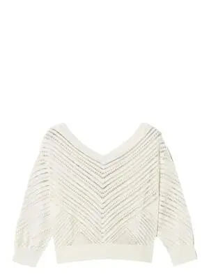 TWINSET V-neck Pointelle-knit Pullover - White