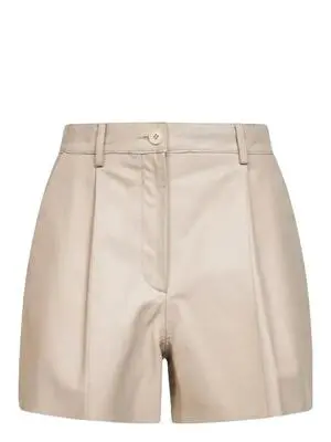 P.a.r.o.s.h Pleated Leather Shorts - Ivory