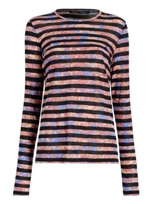 Proenza Schouler Mia Printed Striped Top - Black