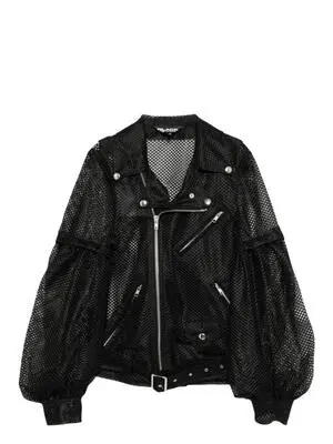 Comme Des Garçons Mesh-panelled Puff-sleeve Jacket - Black