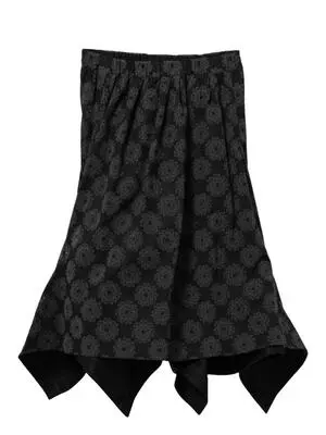 Comme Des Garçons Asymmetrical Floral Skirt - Black