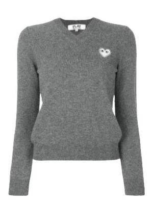 Play Comme Des Garcon Patch Knitted Jumper - Gray