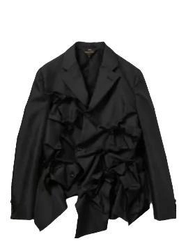 Comme Des Garçons Ruffled Deconstructed Jacket - Black