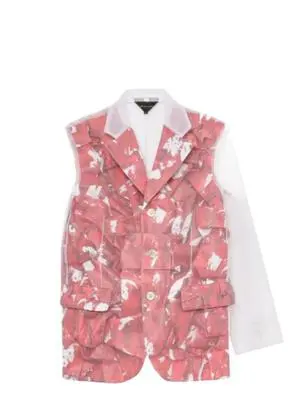 Comme Des Garçons Transparent Long-sleeved Suit Jacket - Red
