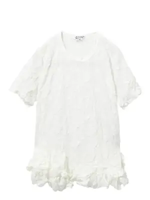Comme Des Garçons Floral Appliqué Mesh T-shirt - White