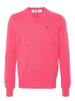 Play Comme Des Garcon Heart-patch Wool Jumper - Pink