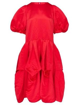 Comme Des Garçons Puff Sleeve Layered Dress - Red