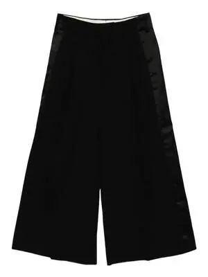 Comme Des Garçons Satin-panelled Pleated Trousers - Black