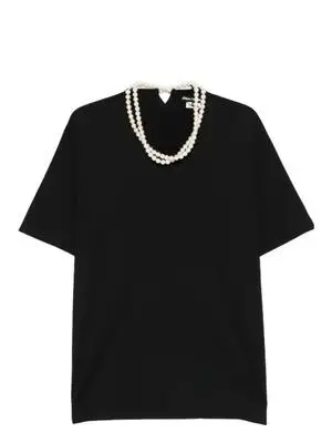 Junya Watanabe Faux Pearl T-shirt - Black