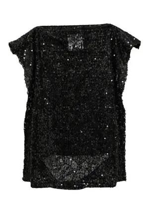 Junya Watanabe Sequin-embellished Boat Neck Top - Black