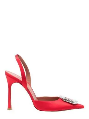 Amina Muaddi Crystal-embellished Pointed-toe High Heels - Red
