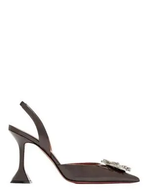 Amina Muaddi Crystal Decoration Ankle-wrapped High Heels - Black