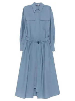 Brunello Cucinelli Belted Pocket-detail Midi Dress - Blue