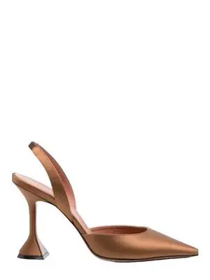 Amina Muaddi Pointed-toe Ankle-wrap High Heels - Brown