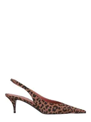 AMINA MUADDI Amina Muaddi Leopard Print Ankle Wrap Low-Heeled Shoes