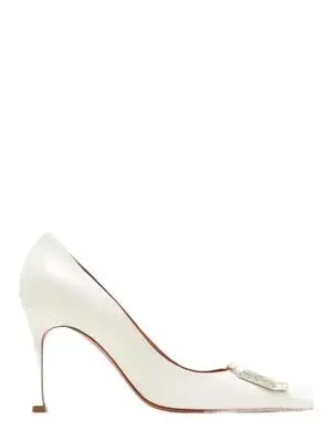 Amina Muaddi Camelia Crystal-embellishment Pumps - White