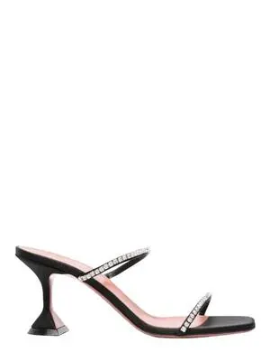 Amina Muaddi Gilda 70mm Satin Sandals - Black
