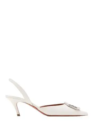 Amina Muaddi Ankle-wrap Mid-heel Pumps - White